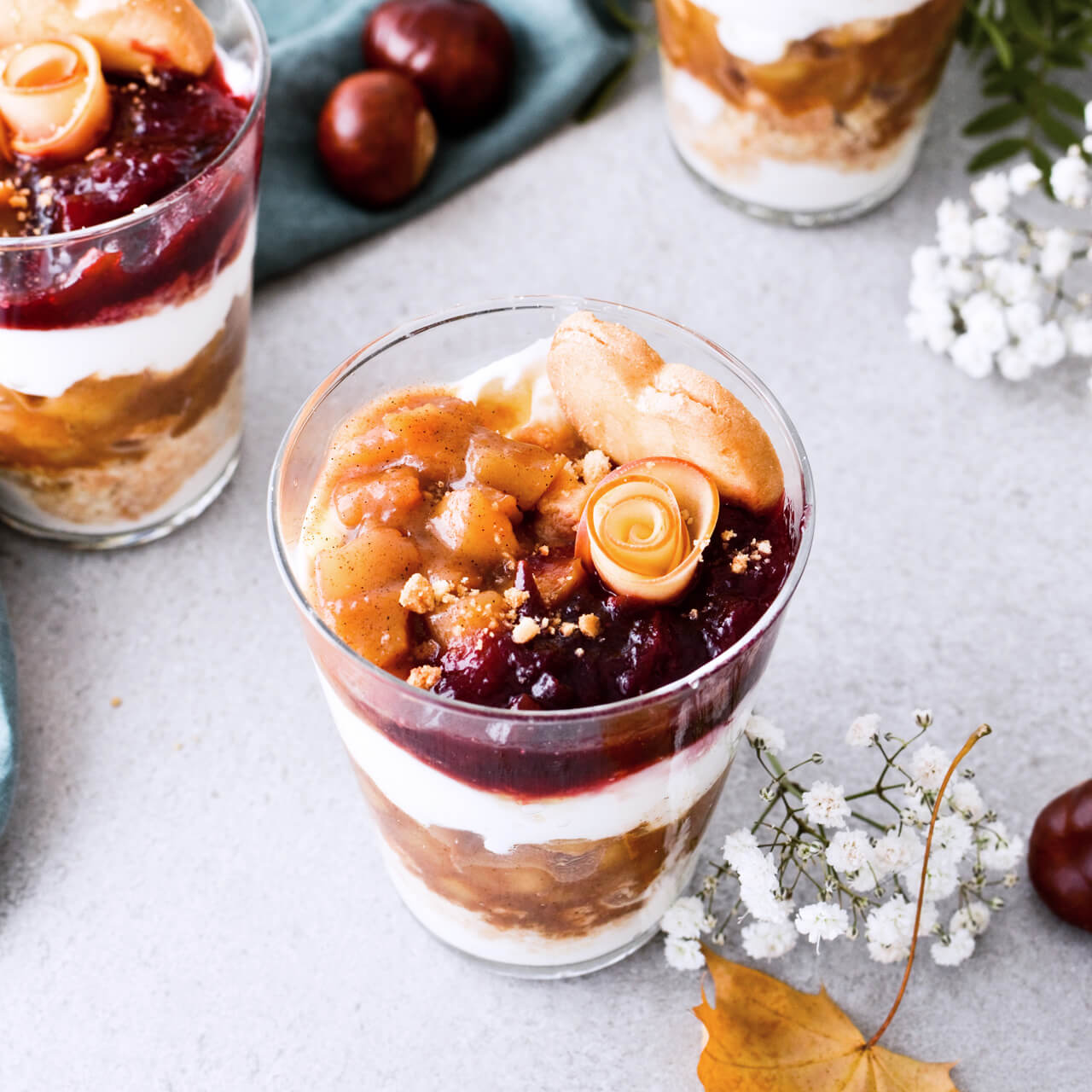 Caramelized apple yogurt dessert jars