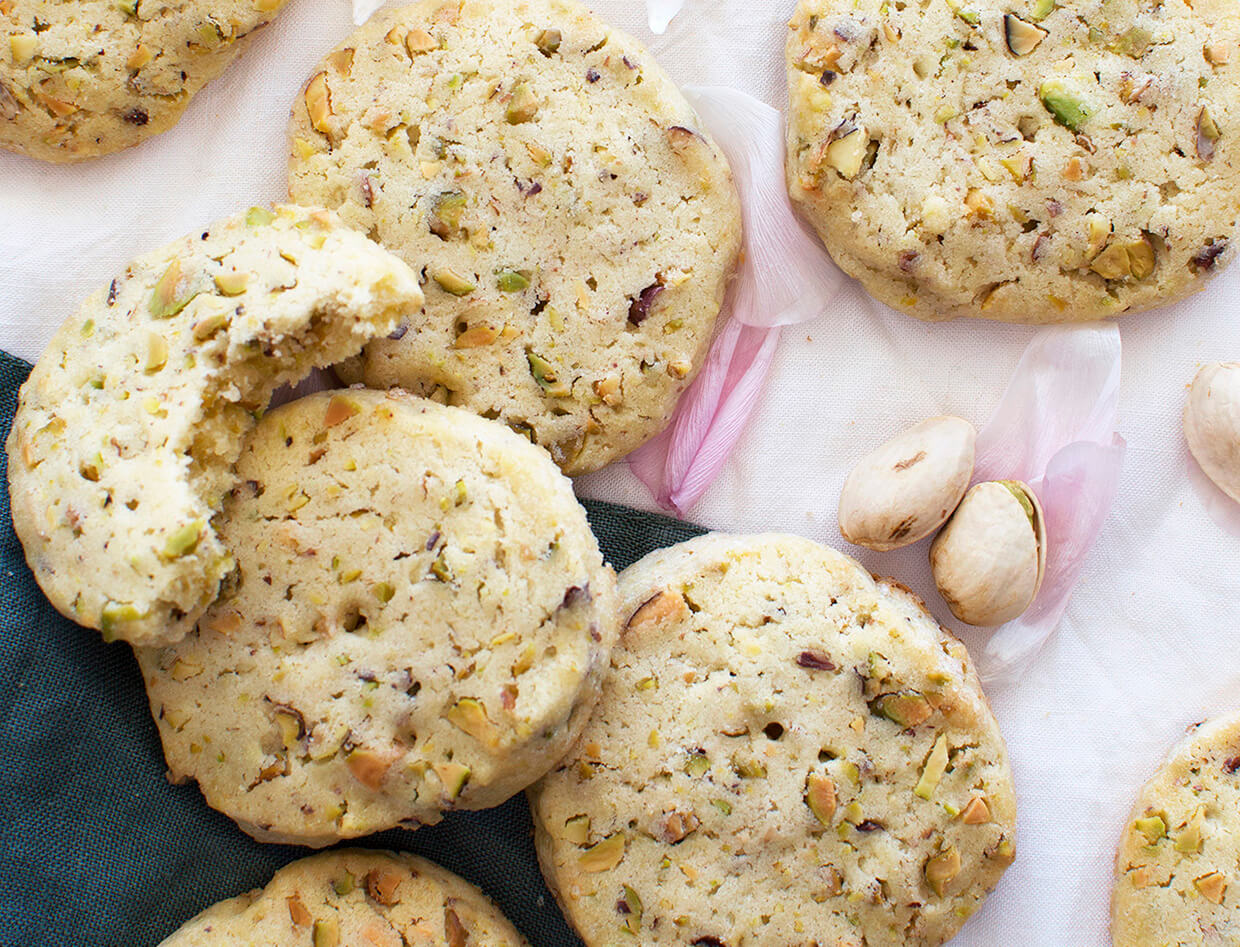 Rose water pistachio shortbread cookies | Sugar Salted