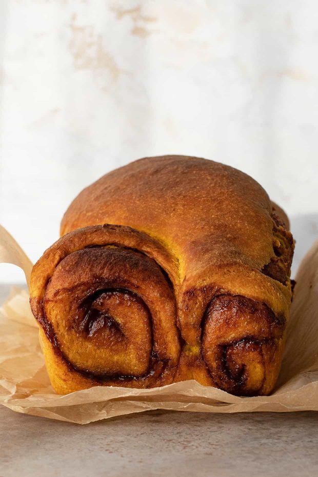 Rich cinnamon swirl pumpkin brioche bread