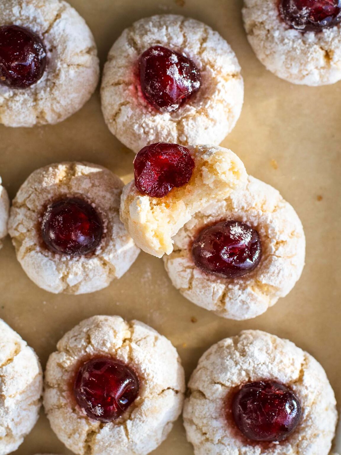 Italian soft almond cookies with cherries