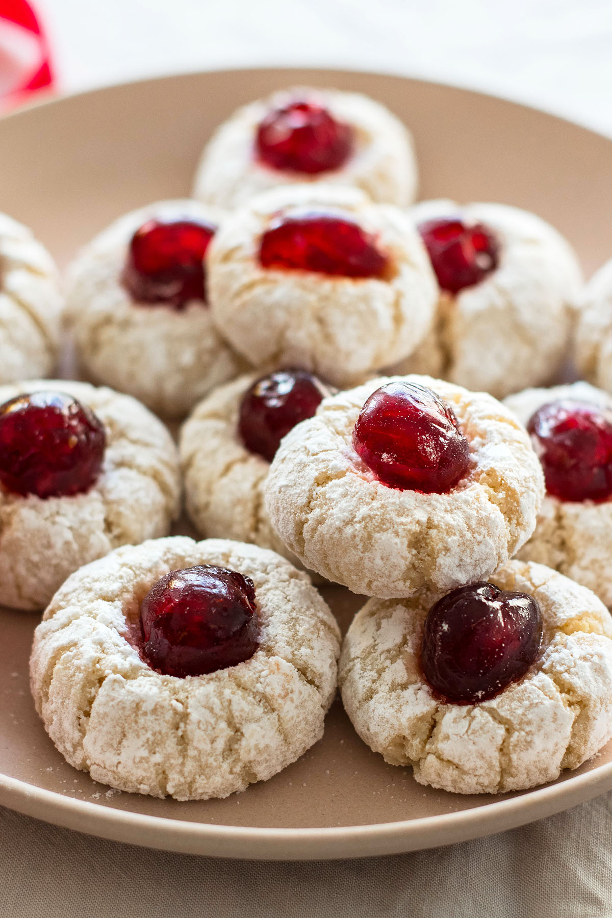 Italian soft almond cookies with cherries